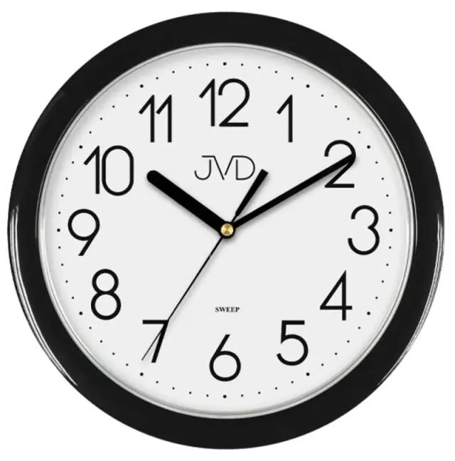 Černé moderní netikající hodiny JVD quartz HP612.3