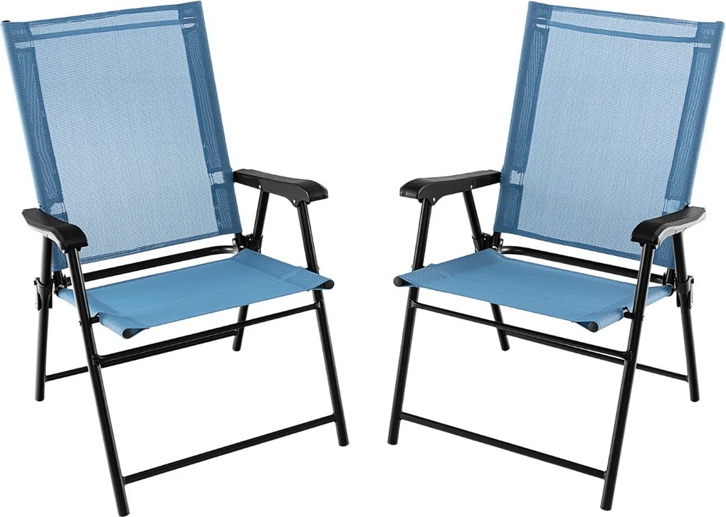 Costway Plážová lehátka Sada 2 skládacích terasových židlí – 65 × 60 × 93 cm