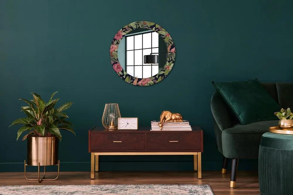 Kulaté dekorativní zrcadlo na zeď Hibiscus flowers fi 60 cm