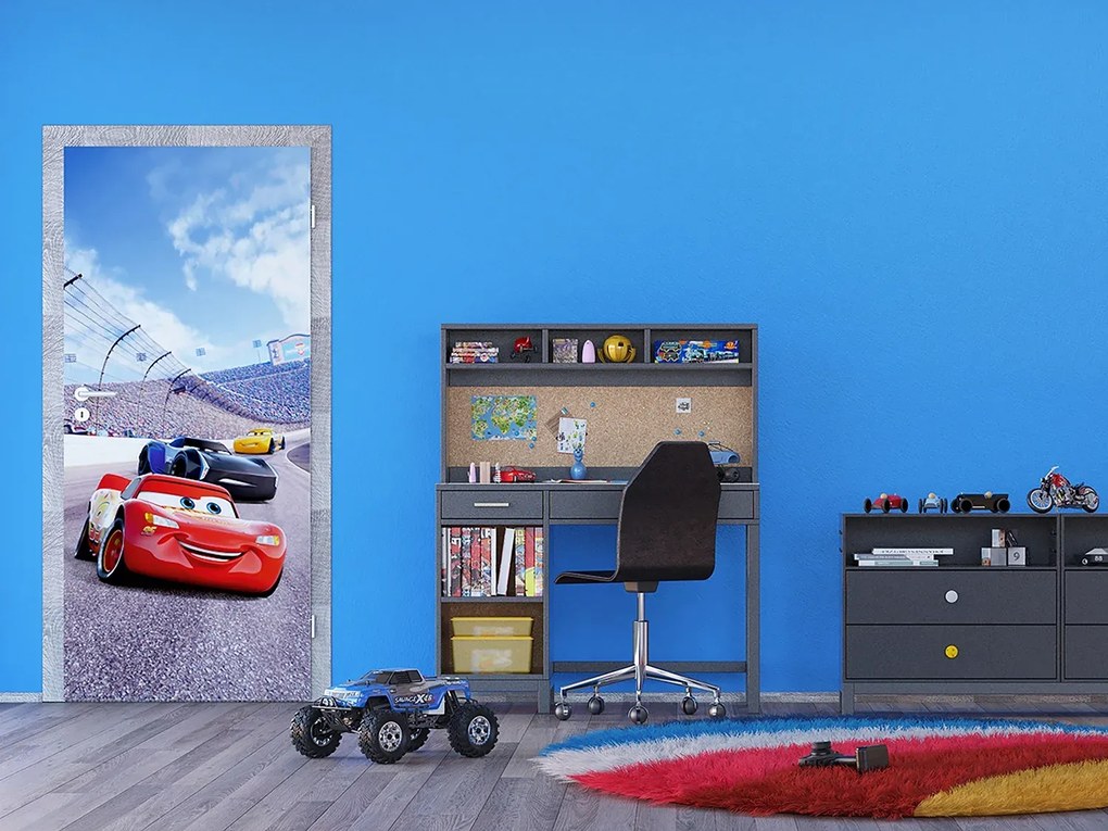 Dětská vliesová fototapeta na zed' Auta Závod, Disney | 90 x 202 cm | DFTDNV 5483