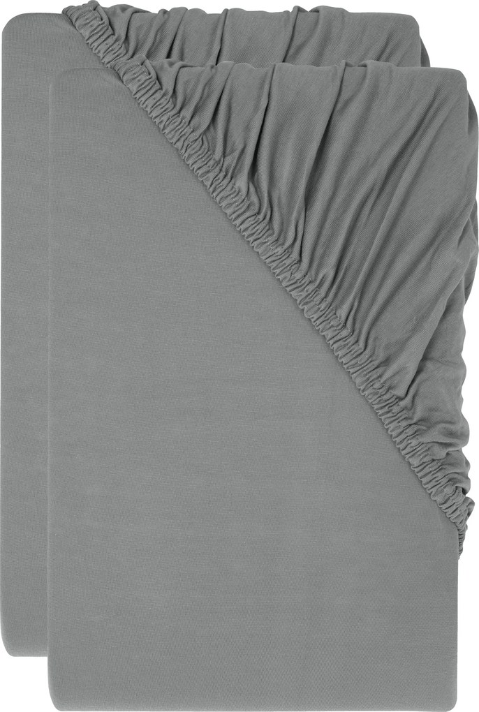 Livarno® Sada žerzejových napínacích prostěradel, 90–100 x 200 cm, 2dílná, šedá