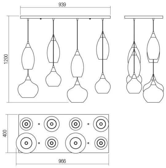 Redo 01-3195 - Lustr na lanku TANNER 8xE14/28W/230V