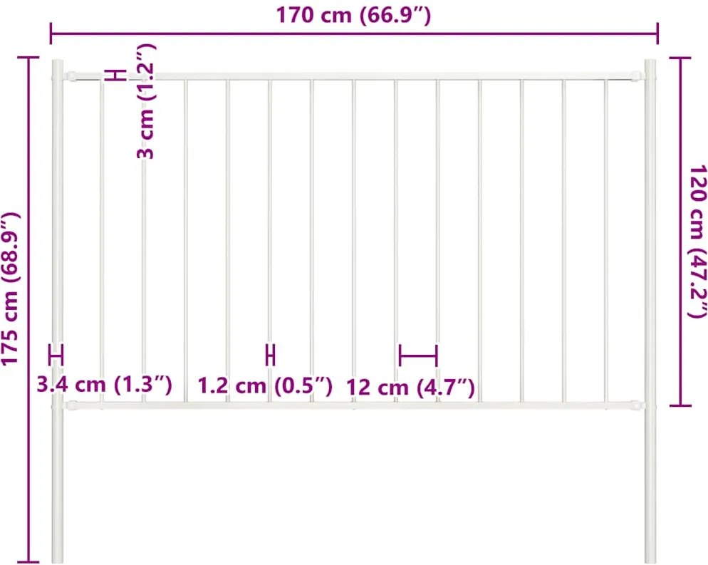 Plotový panel Woerden se sloupky ocelový 1,7x1,25 m bílý 145217
