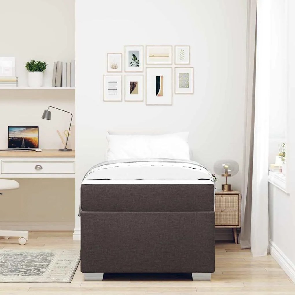 Rám postele s matrací Tmavě hnědá 100 x 200 cm textil 3399169