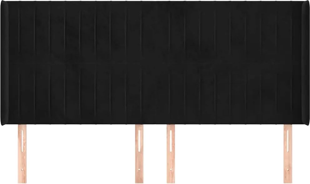 Čelo postele typu ušák černé 163x16x118/128 cm samet 3119874