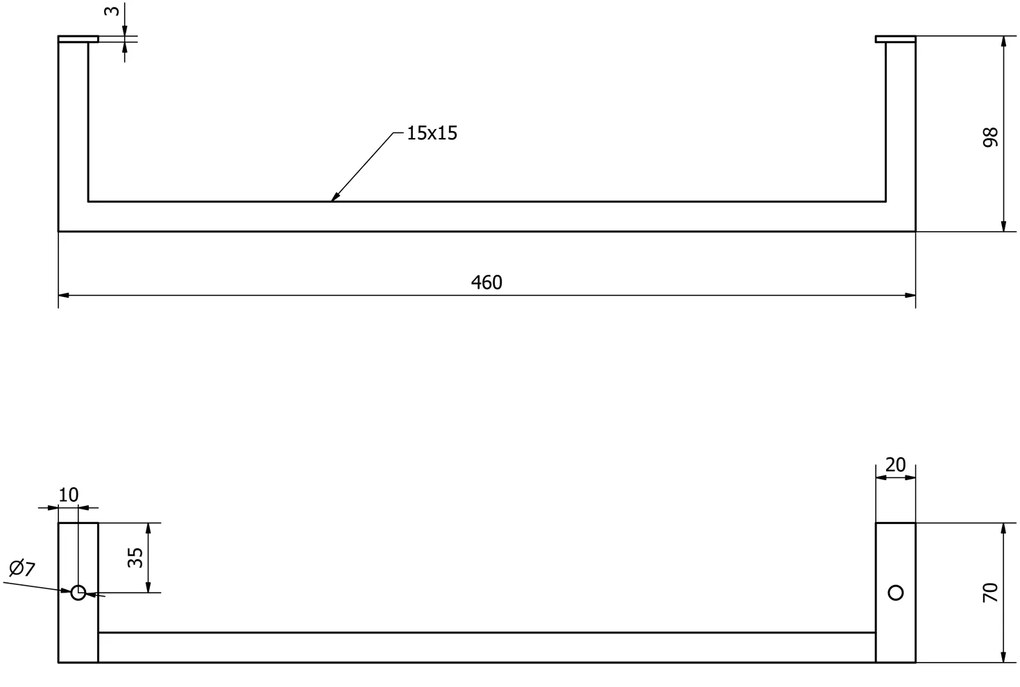 Sapho, HANG držák ručníků pod umyvadlo 460x98mm, černá matná, HG460