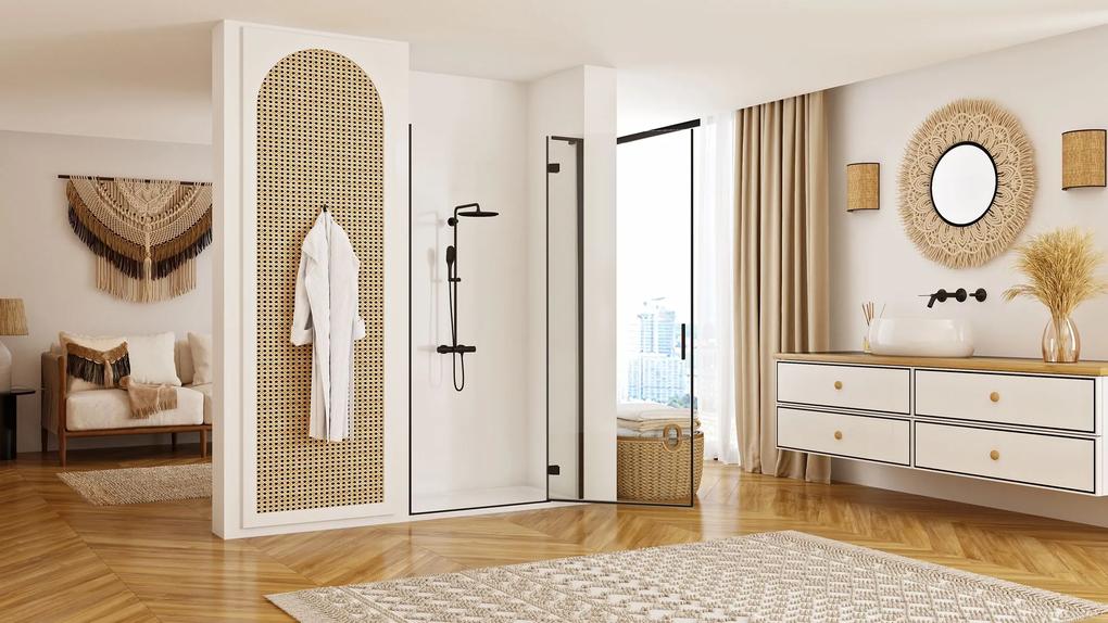 Jednokřídlé sprchové dveře REA HUGO 100 cm + stěnový profil s magnetickým těsněním, černé