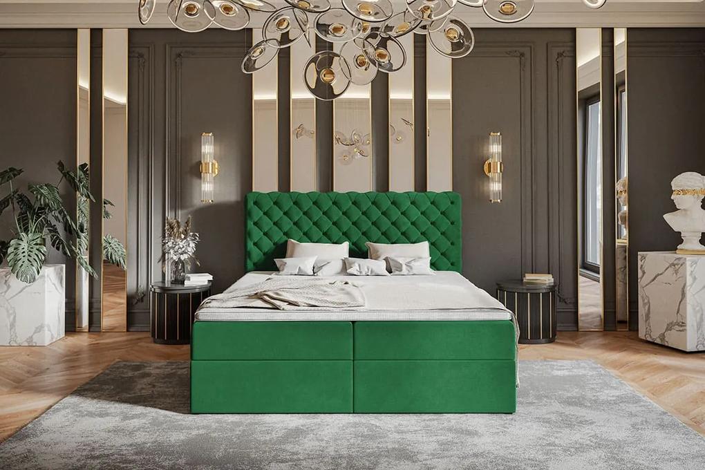 Velká prošívaná postel Honey 180x200 cm Barva: Zelená - Amor 11
