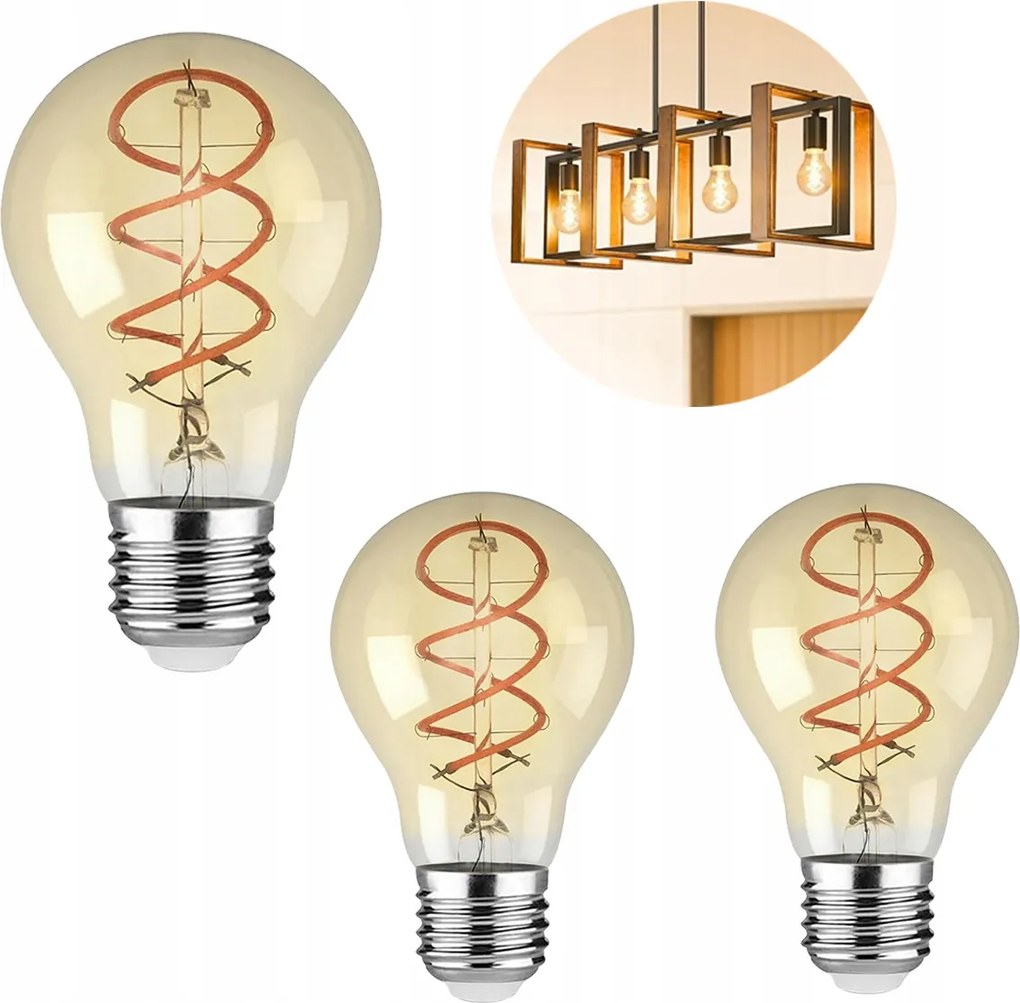 Led žárovka E27 Filament 4W teplá 2200K Edison Retro Ozdobná Žárovka x3