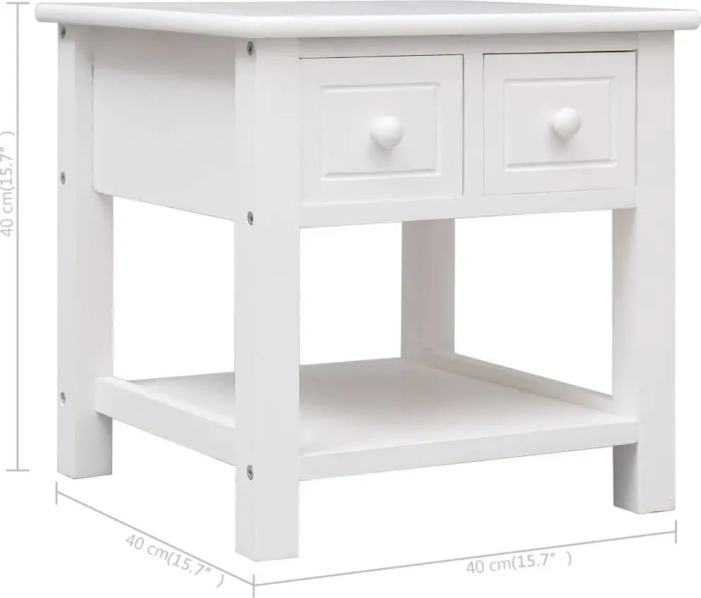 vidaXL Odkládací stolek 40 x 40 x 40 cm dřevo pavlovnie [284070] Barva: Bílá