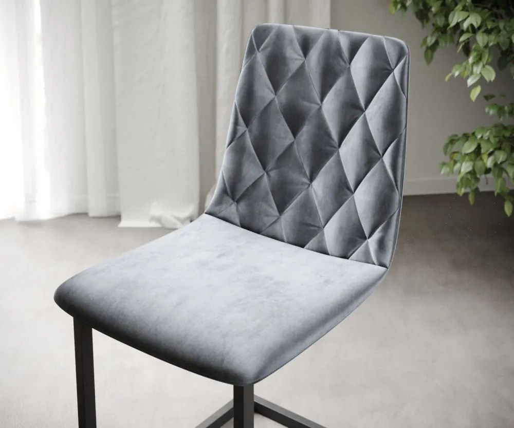 Sada 4 konzolových jídelních židlí Trado-Adesso Grey Velvet