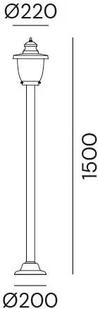 Il Fanale 248.15.ORB Venezia, venkovní stojanová lampa, 1x15W E27, mosaz, bílé sklo, výška 150cm, IP44