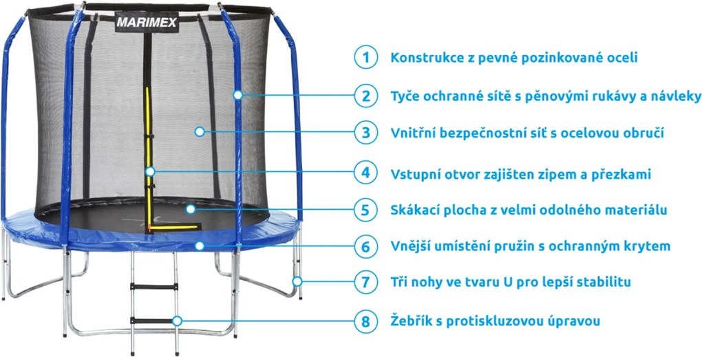 Marimex Standard 244 cm + vnitřní ochranná síť + žebřík 19000080