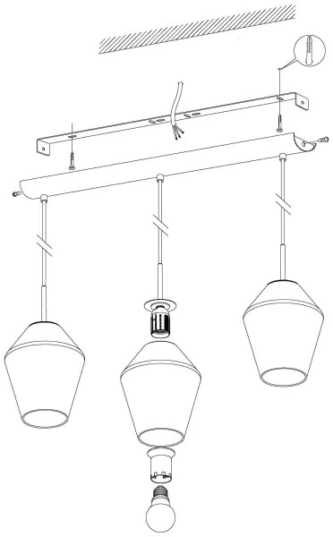 Eglo 96774 - Závěsné svítidlo MURMILLO 3xE27/28W/230V