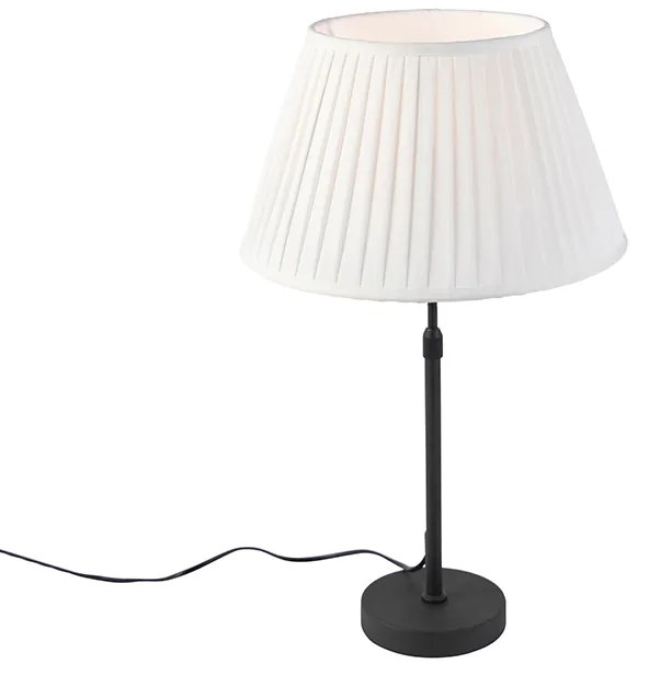 Stolní lampa černá s plisovaným stínítkem krémové barvy 35 cm nastavitelná - Parte