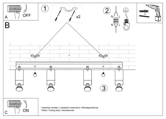 Sollux SL.0459 - Bodové svítidlo MERIDA 4xGU10/40W/230V černá