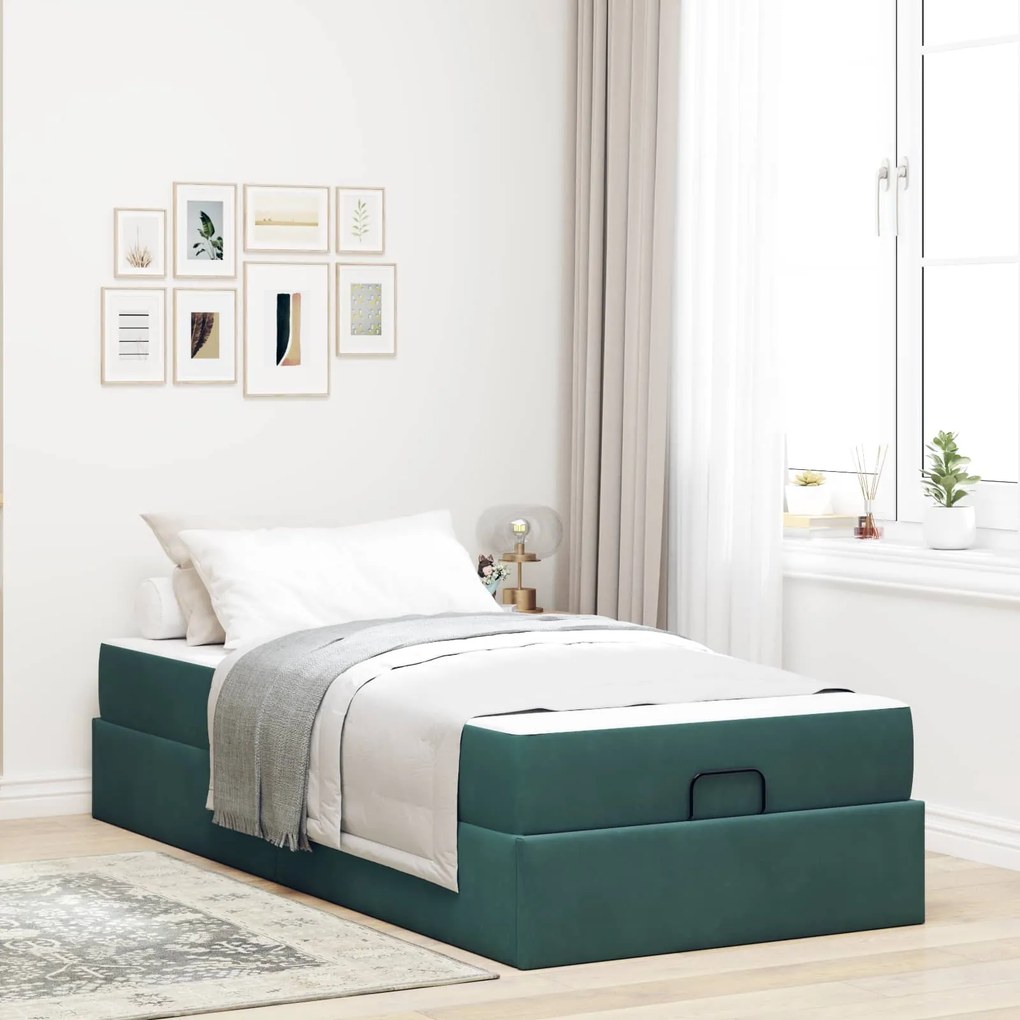 Rám postele s matrací 2 ks Zelená samet 3399531