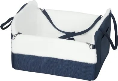 PawHut autosedačka pro psy s bezpečnostním pásem a upevněním, psí sedačka do auta 55 x 46 x 32 cm tmavě modrá