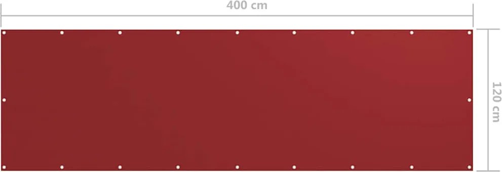 Balkónová zástěna červená 120 x 400 cm oxfordská látka 135041