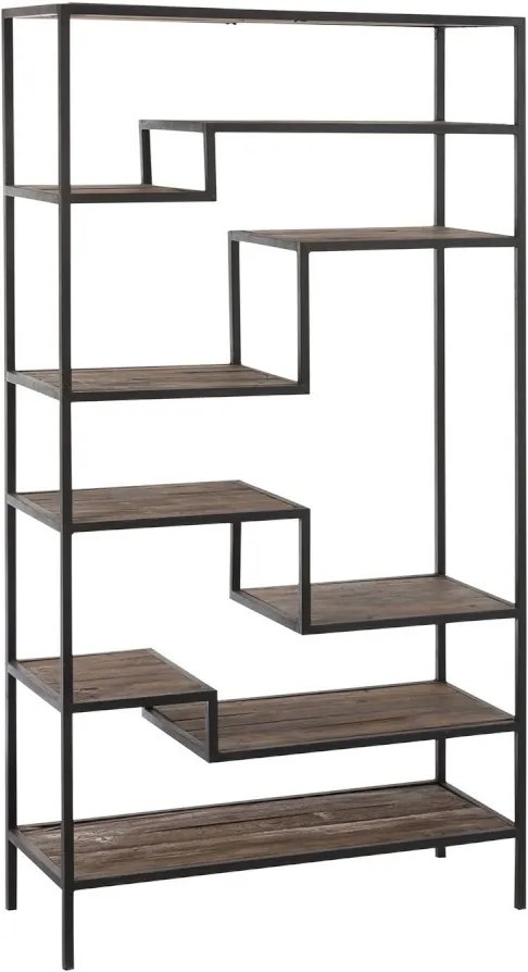 Kovový stojan s dřevěnými policemi Stairway - 101*39*185 cm