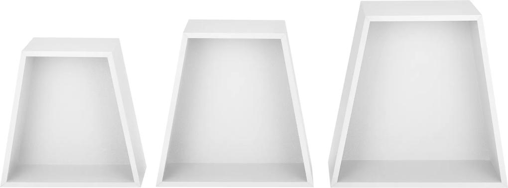 [en.casa]® Třídílná sada designových polic na zeď - bílá - model 23