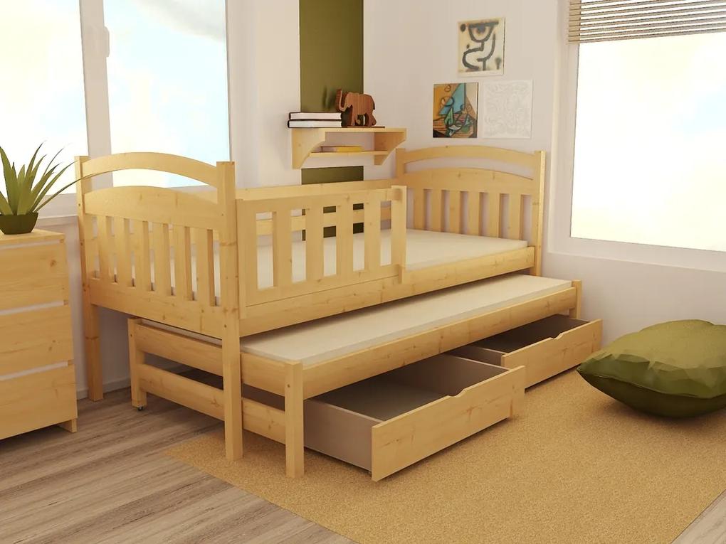 Vomaks Dětská postel s výsuvnou přistýlkou DPV 008 90 x 190 cm bezbarvý lak