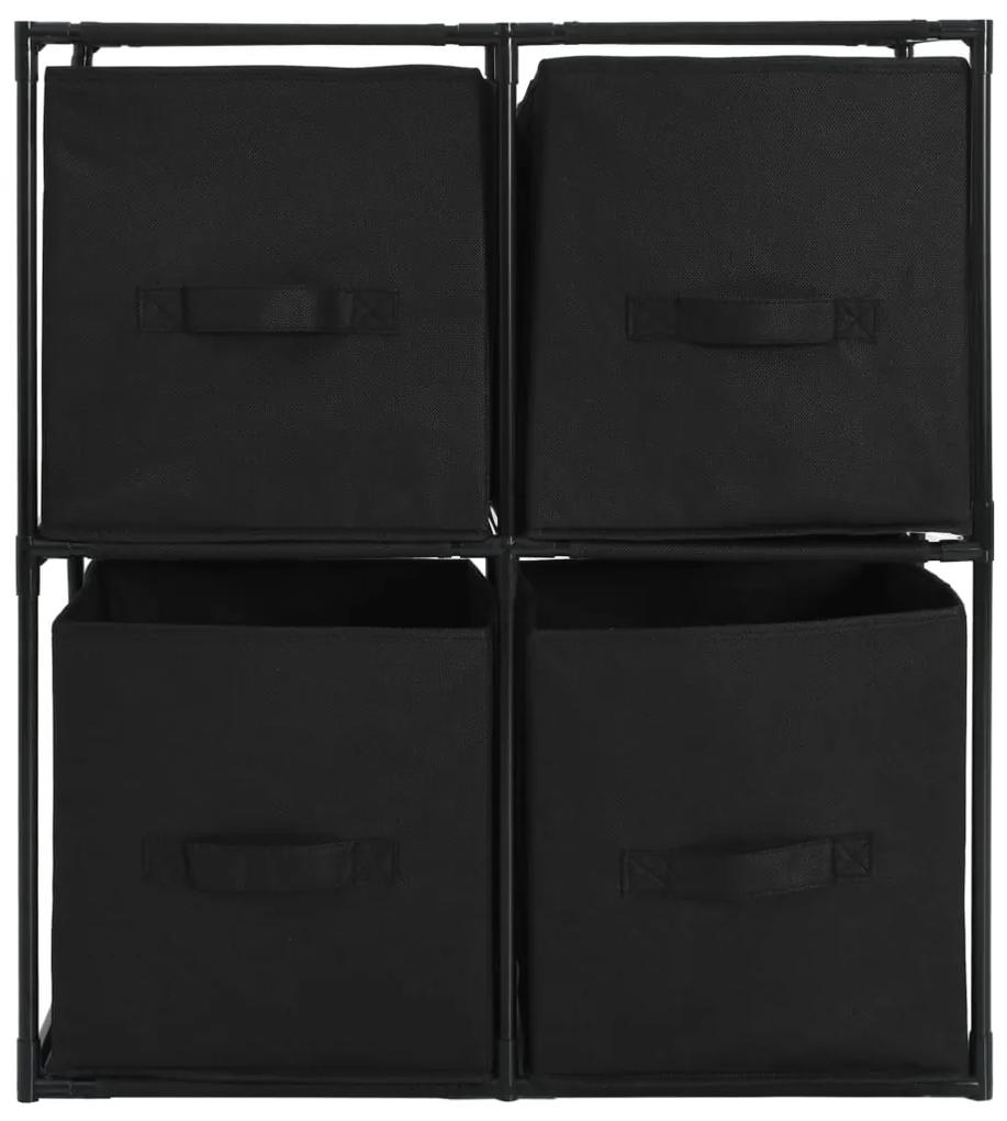 Úložná skříňka se 4 textilními koši černá 63 x 30 x 71 cm ocel - Default Title