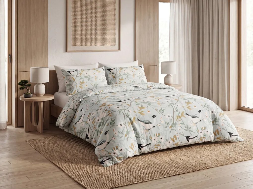 Povlečení z mikrovlákna FLORIBIRD zelené Rozměr povlečení: 2 ks 70 x 90 cm | 200 x 220 cm