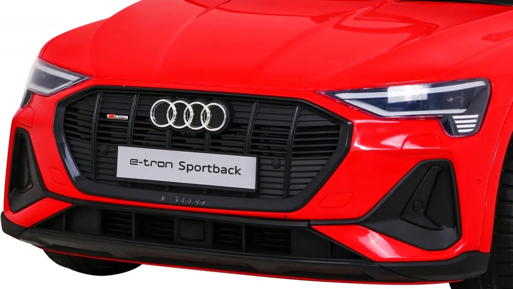 Ramiz Audi E-Tron Sportback pro děti červené + na dálkové ovládání + pohon 4x4 + pomalý start + rádio MP3 + LED