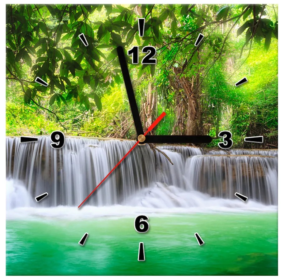 Gario Obraz s hodinami Thajsko a vodopád v Kanjanaburi Rozměry: 40 x 40 cm