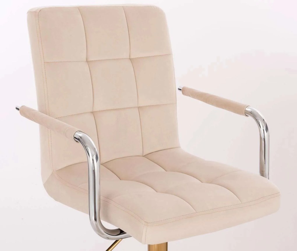 LuxuryForm DESIGN Otočná židle VERONA VELUR na zlatém talíři - krémová
