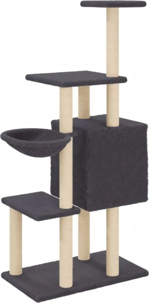 Škrabadlo pro kočky se sisalovými sloupky tmavě šedé 131 cm 172129