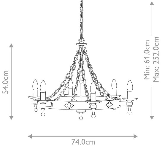Elstead WR6-GRAPHITE - Lustr na řetězu WARWICK 6xE14/60W/230V