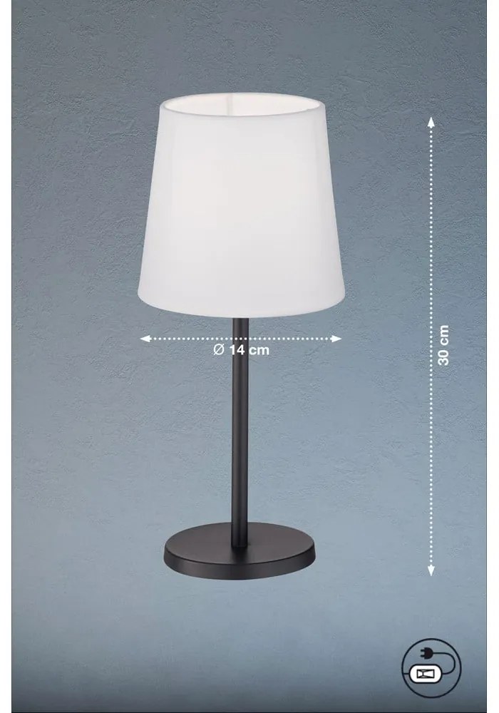 Černobílá stolní lampa s textilním stínidlem (výška 30 cm) Eve – Fischer &amp; Honsel