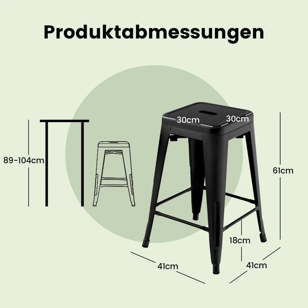 Costway Sada 4 of bar stools with footrest can hold up to 150 kg. Stohovatelné