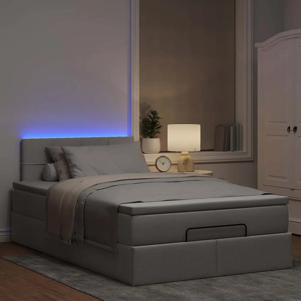 Osmanská postel s matrací & LED taupe 120x190cm látka 3312295