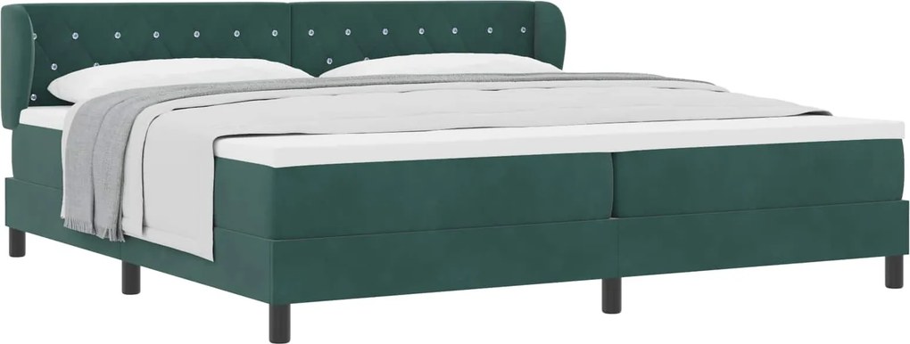 Postel s boxspringem s matrací Tmavě zelená 200 x 200 cm samet 3340355