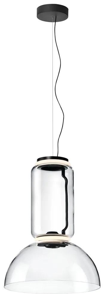 Flos Noctambule S1 Low Cylinder and Bowl, závěsné svítidlo ze skla, 2x9W + 1x18W LED 2700K, výška 75cm