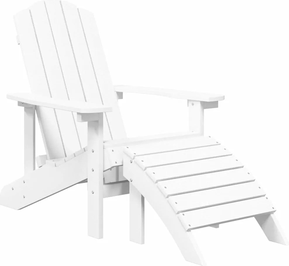 Zahradní křesla Adirondack s podnožkou a stolkem HDPE bílá 3095712