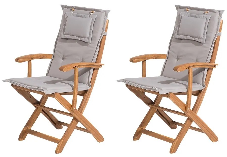Sada dvou zahradních židlí s šedo béžovými polštáři MAUI
