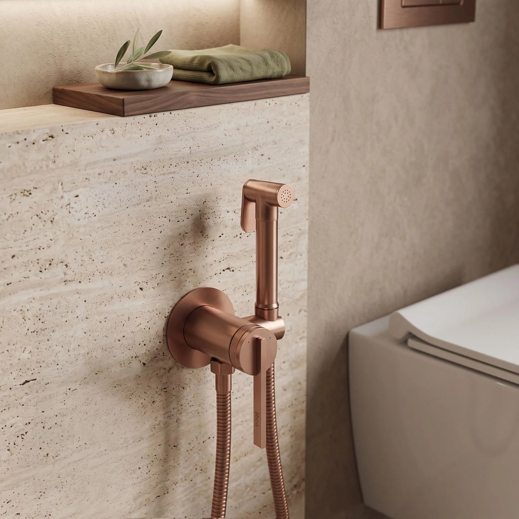 Rea, Podomítková bidetová baterie Rea Grace Brush Copper, REA-B4504