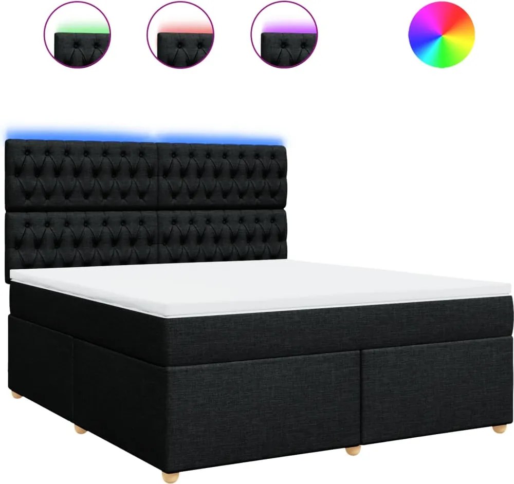 Box spring postel s matrací černá 180x200 cm textil 3293668