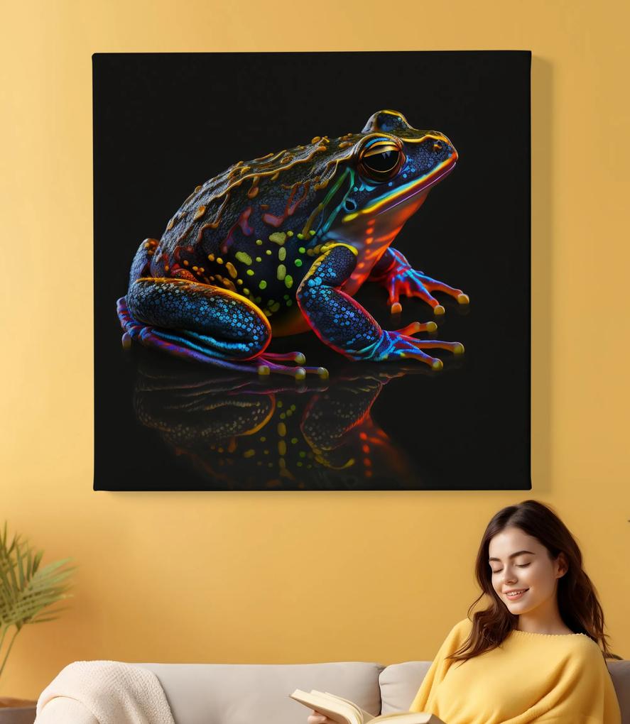 Obraz na plátně - barevná žába FeelHappy.cz Velikost obrazu: 100 x 100 cm