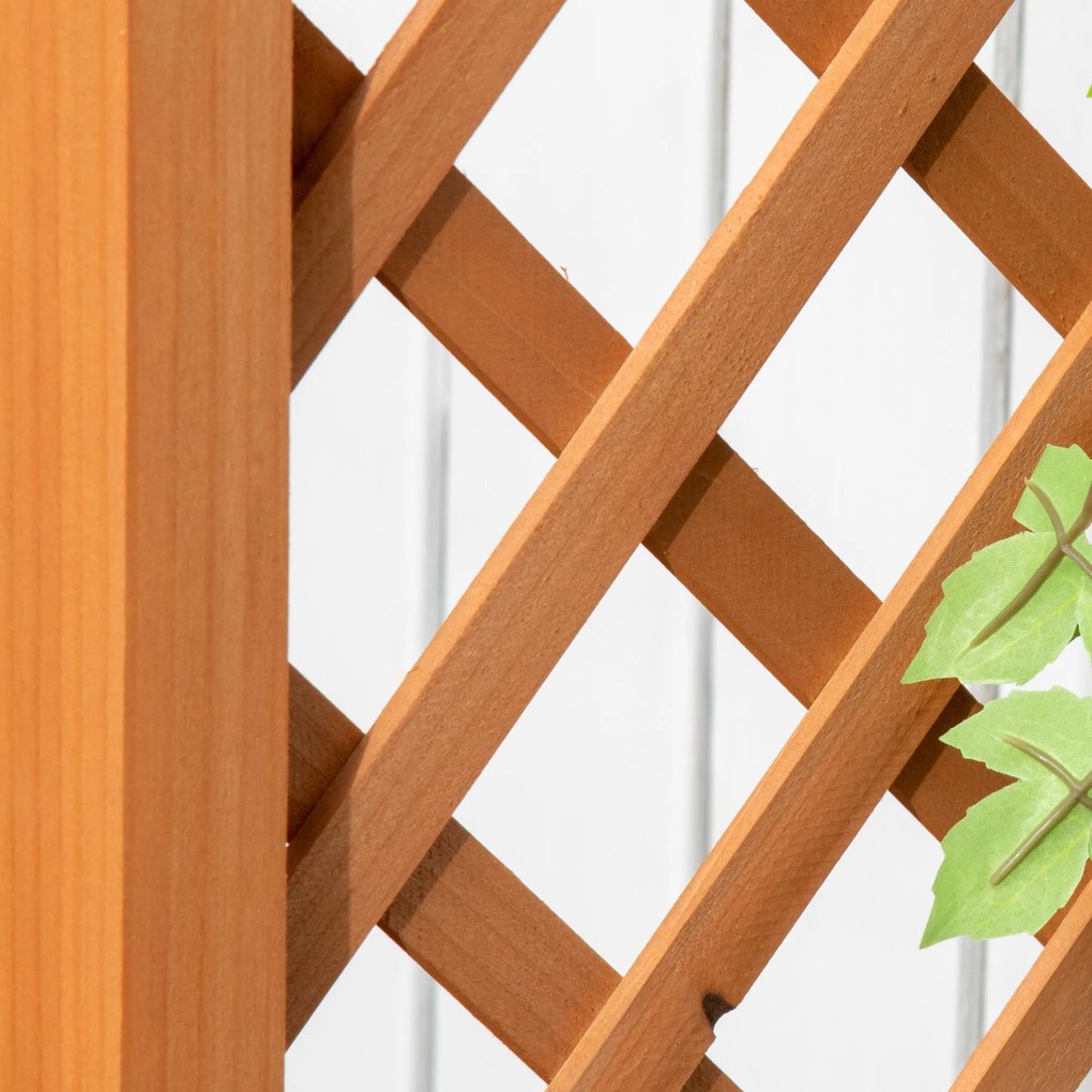 Outsunny Obloukový Květináč s Trellis, Podpora pro Popínavé Rostliny, Květinová Dekorace do Zahrady, Terasy nebo na Balkon 83x36x152 cm Přírodní