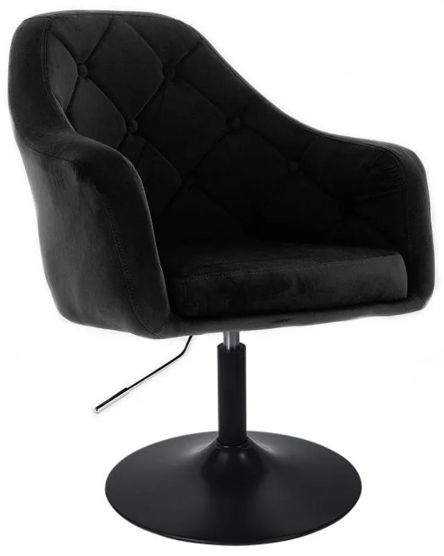 LuxuryForm DESIGN Otočné křeslo ANDORA VELUR na černém talíři - černé