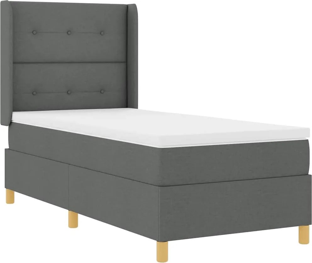Postel s boxspringem s čelo Tmavě šedá 80 x 200 cm textil 3341799