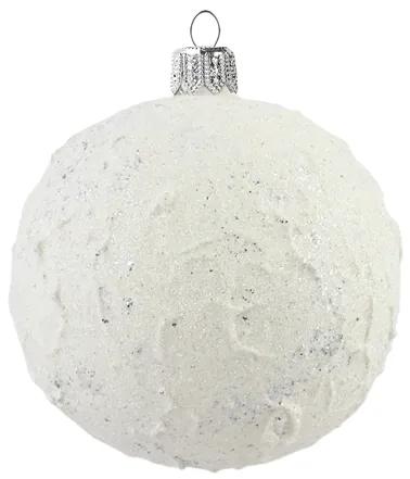 Vánoční baňka bílá s nepravidelnou texturou