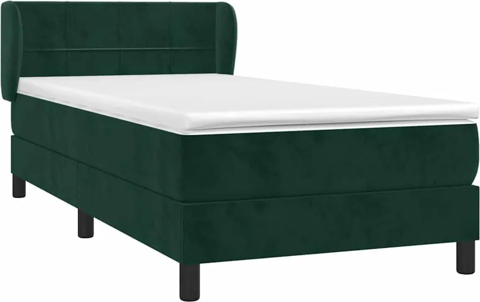 Box spring postel s matrací tmavě zelená 100x200 cm samet 3127478