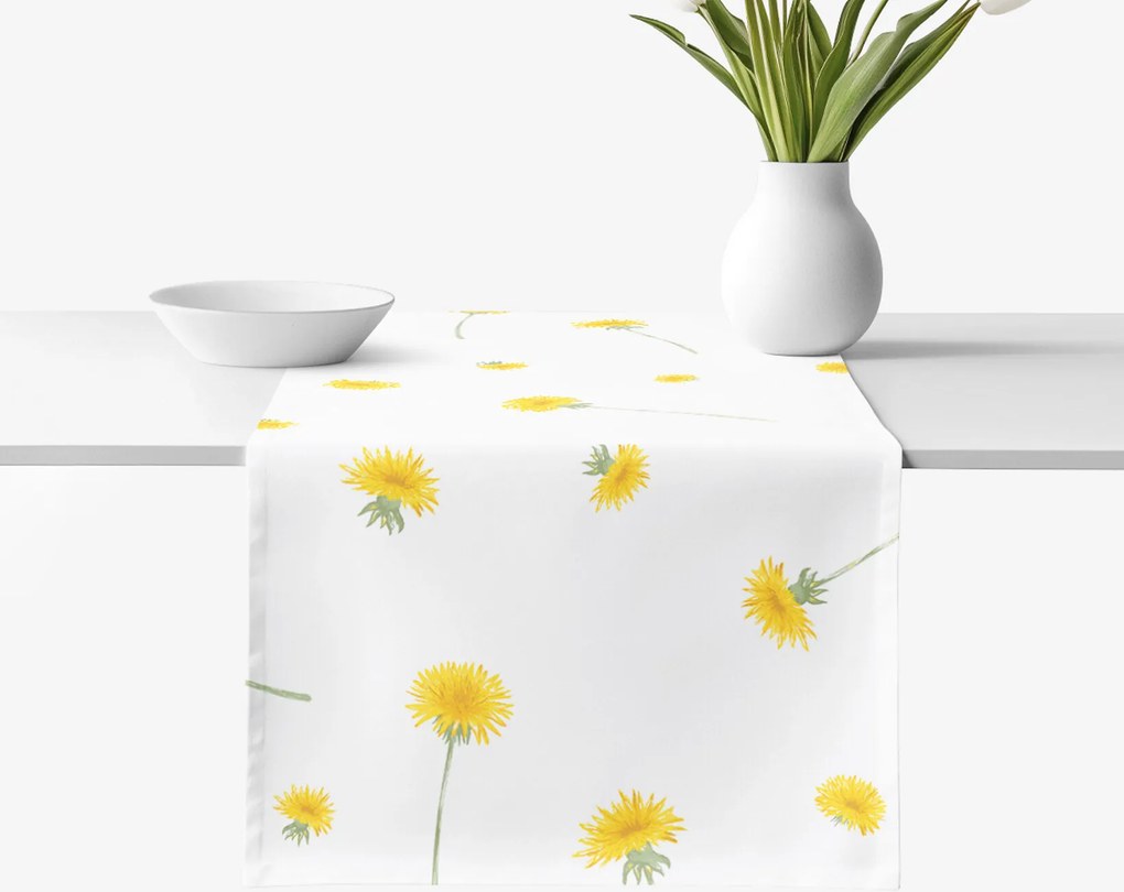 Goldea běhoun na stůl 100% bavlněné plátno - pampelišky 20x120 cm