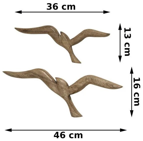 Dřevěná dekorace na zeď Jayla 16x46 cm + 13x36 cm